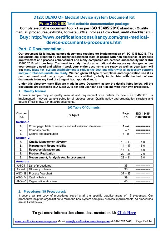 ISO 13485 Documentation Kit | PDF