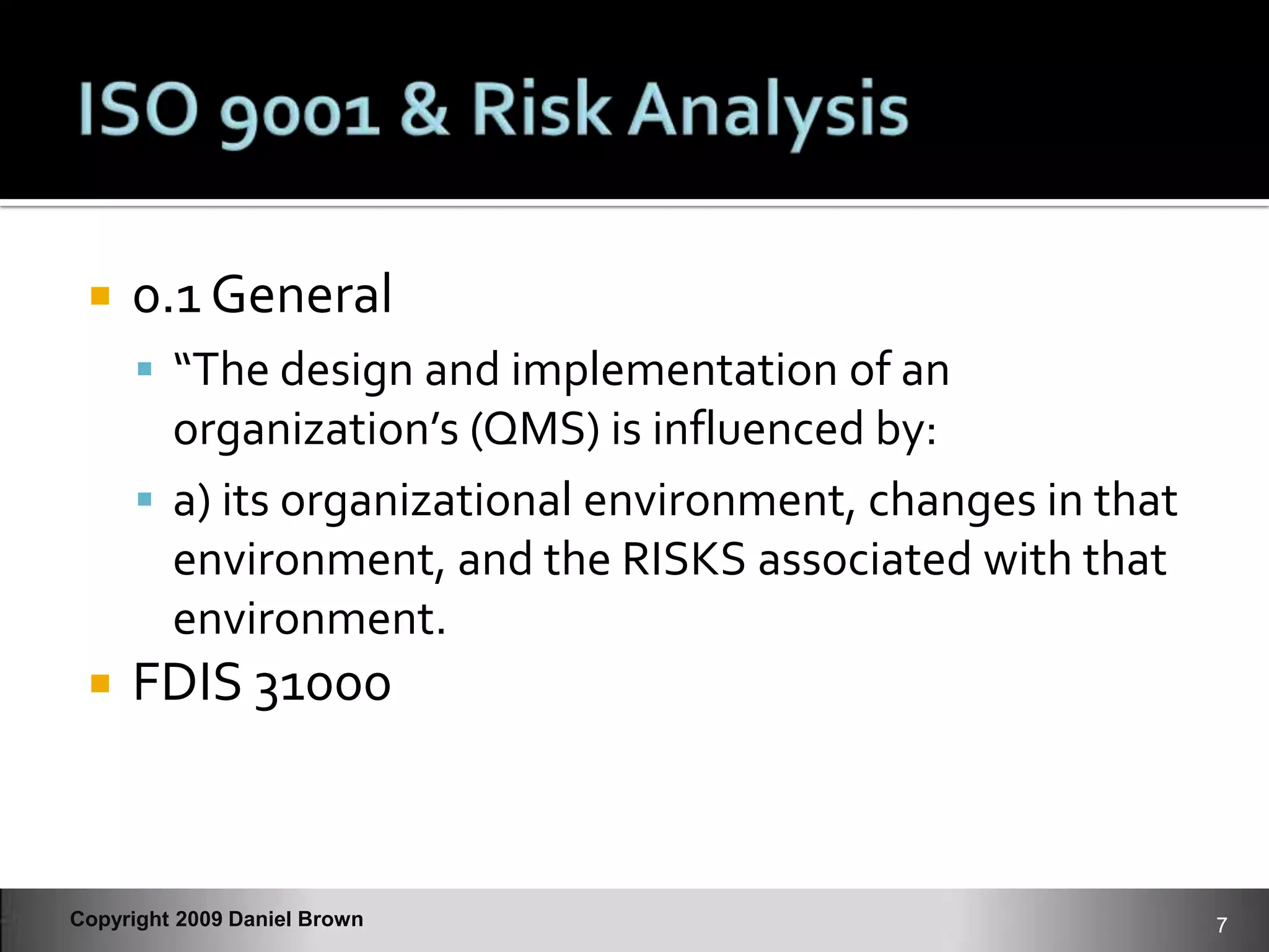 ISO 13485 & Risk Analysis | PPTX