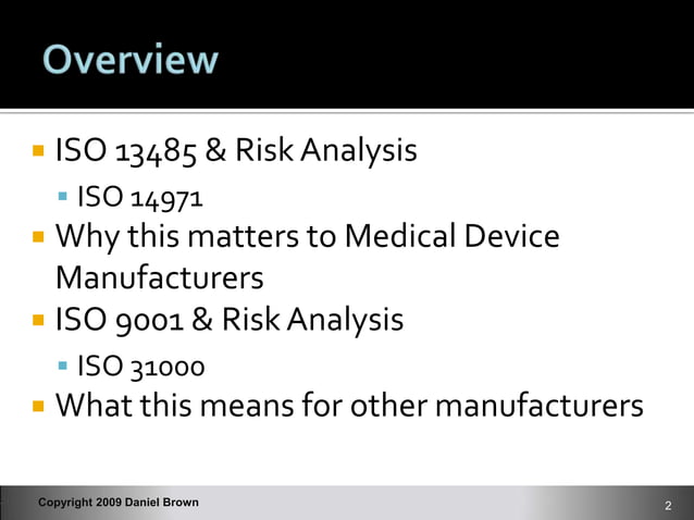 ISO 13485 & Risk Analysis | PPTX