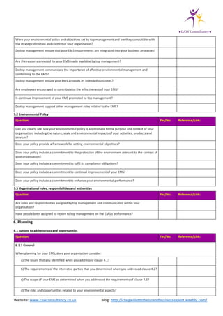 Iso 14001:2015 Checklist | PDF