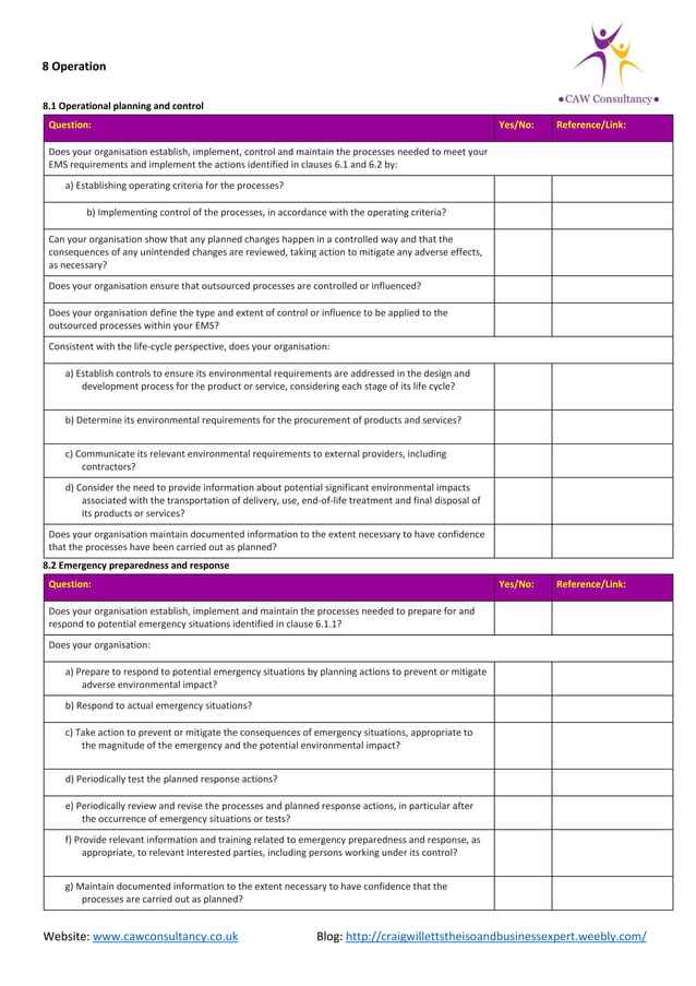Iso 14001:2015 Checklist | PDF