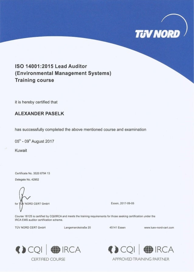 ISO 14001:2015 Lead Auditor