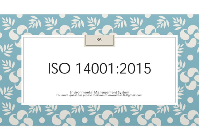 ISO 14001:2015 ENVIRONMENT MANAGEMENT SYSTEM | PDF | Business ...