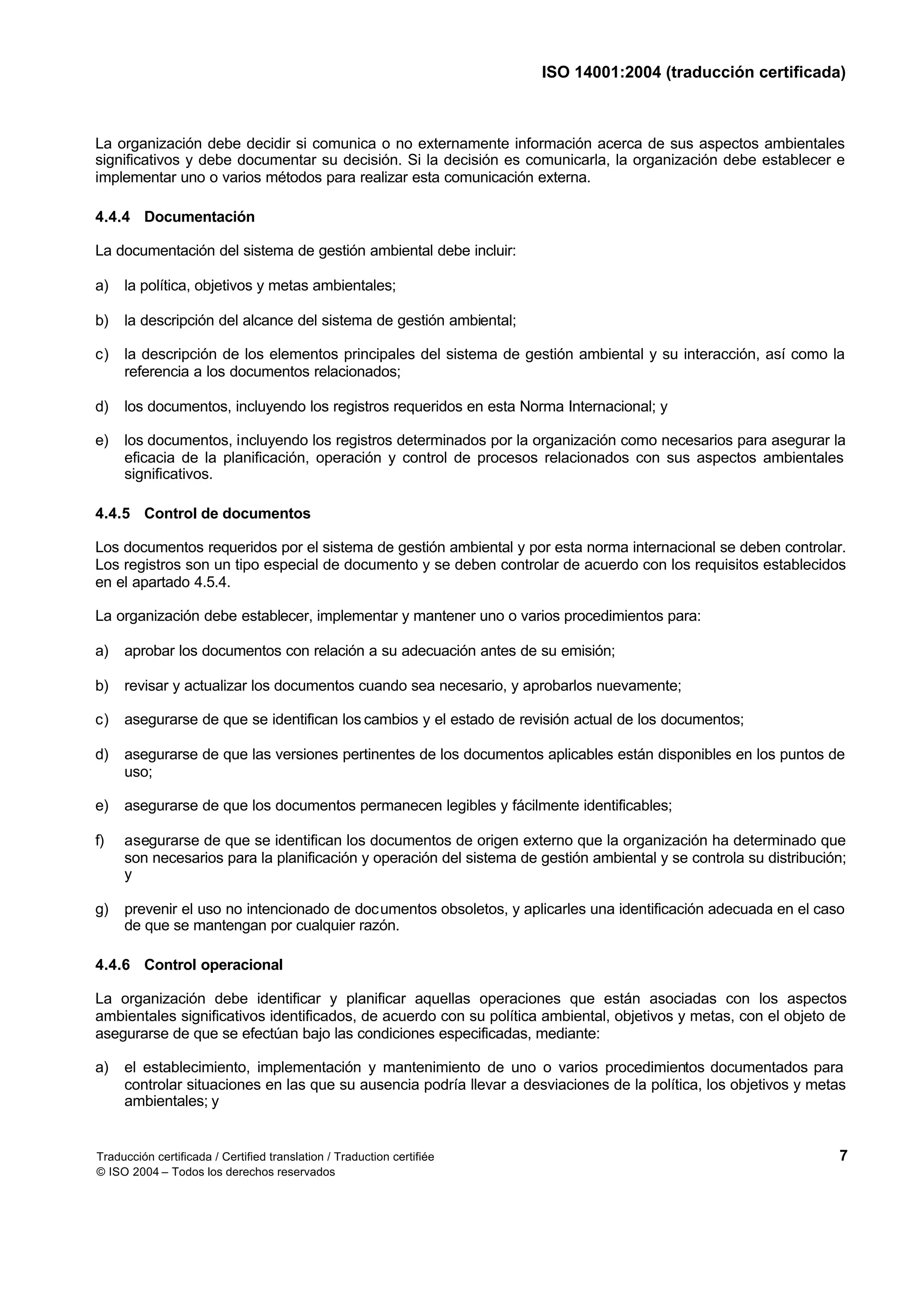 Iso 14001 2004 sistemas de gestion ambiental | PDF