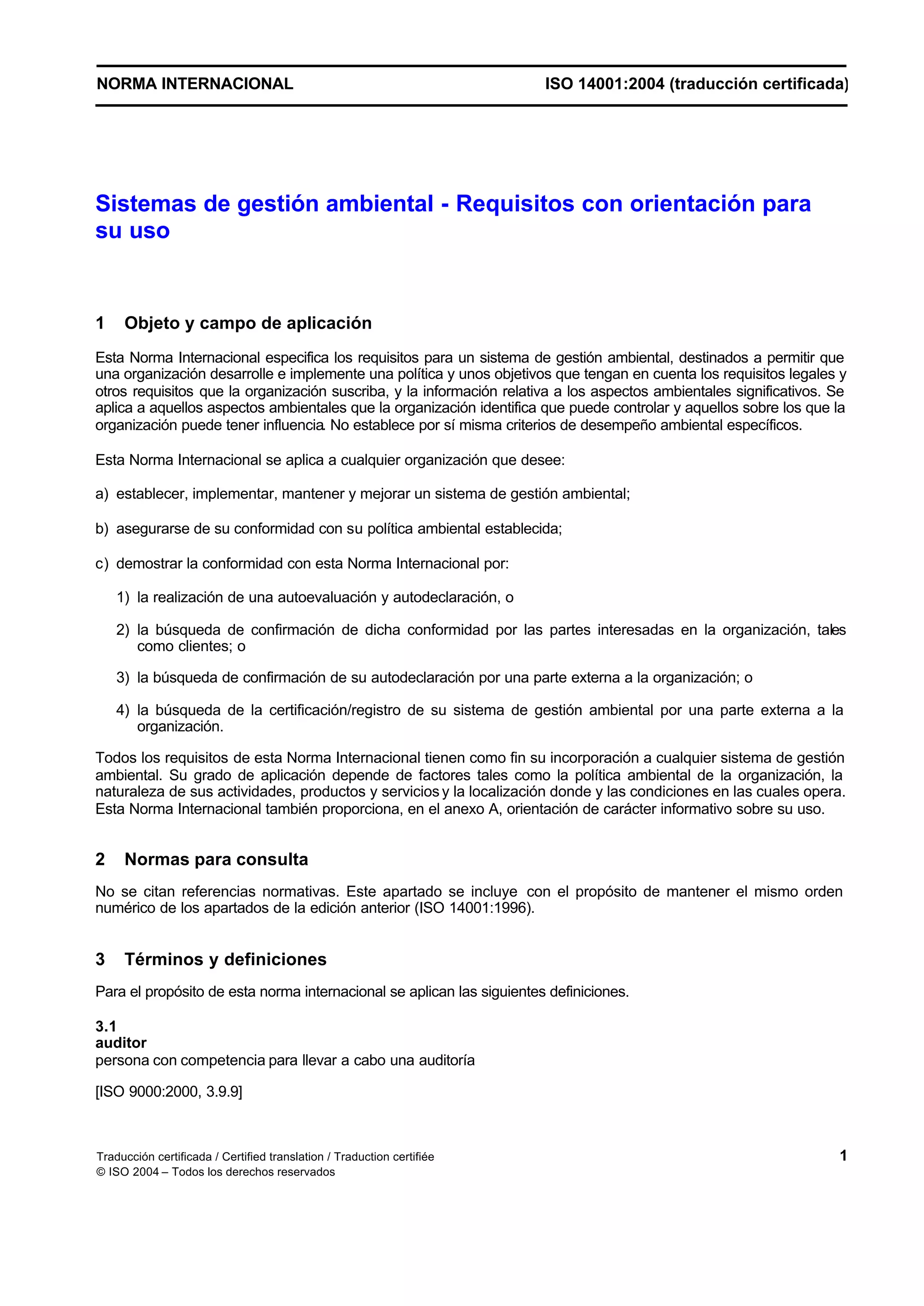Iso 14001 2004 sistemas de gestion ambiental | PDF