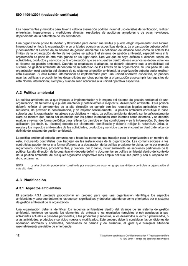 Iso 14001 2004 sistemas de gestion ambiental | PDF