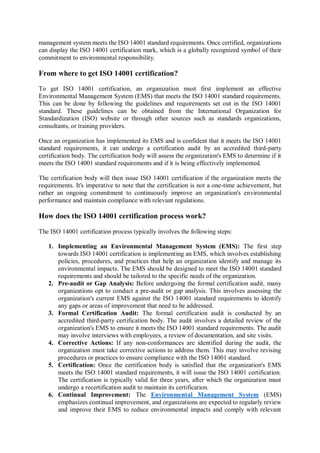 Procedure of getting ISO 14001 Certification | PDF