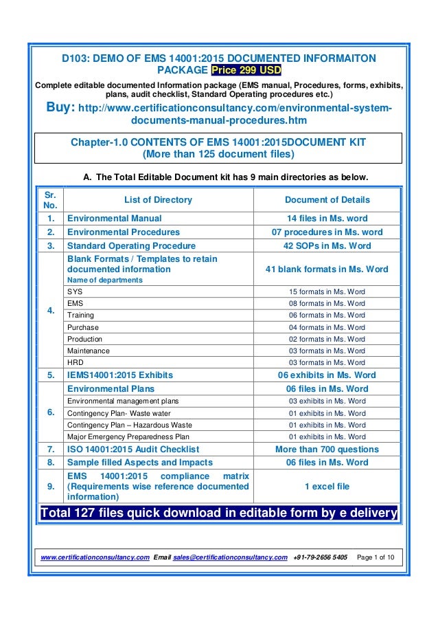 ISO 14001 Documents | PDF
