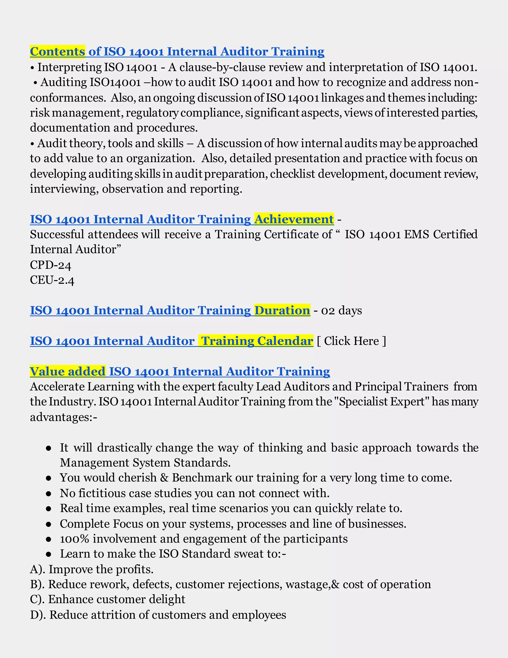 EMS Training | ISO 14001Training | ISO 14001 Internal Auditor Training ...