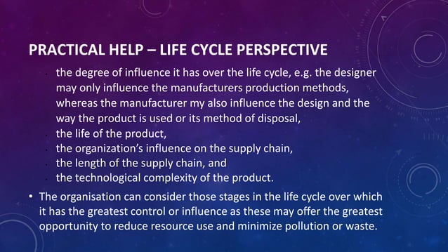 ISO 14001 life cycle assessment | PPTX | Business | Business and Finance