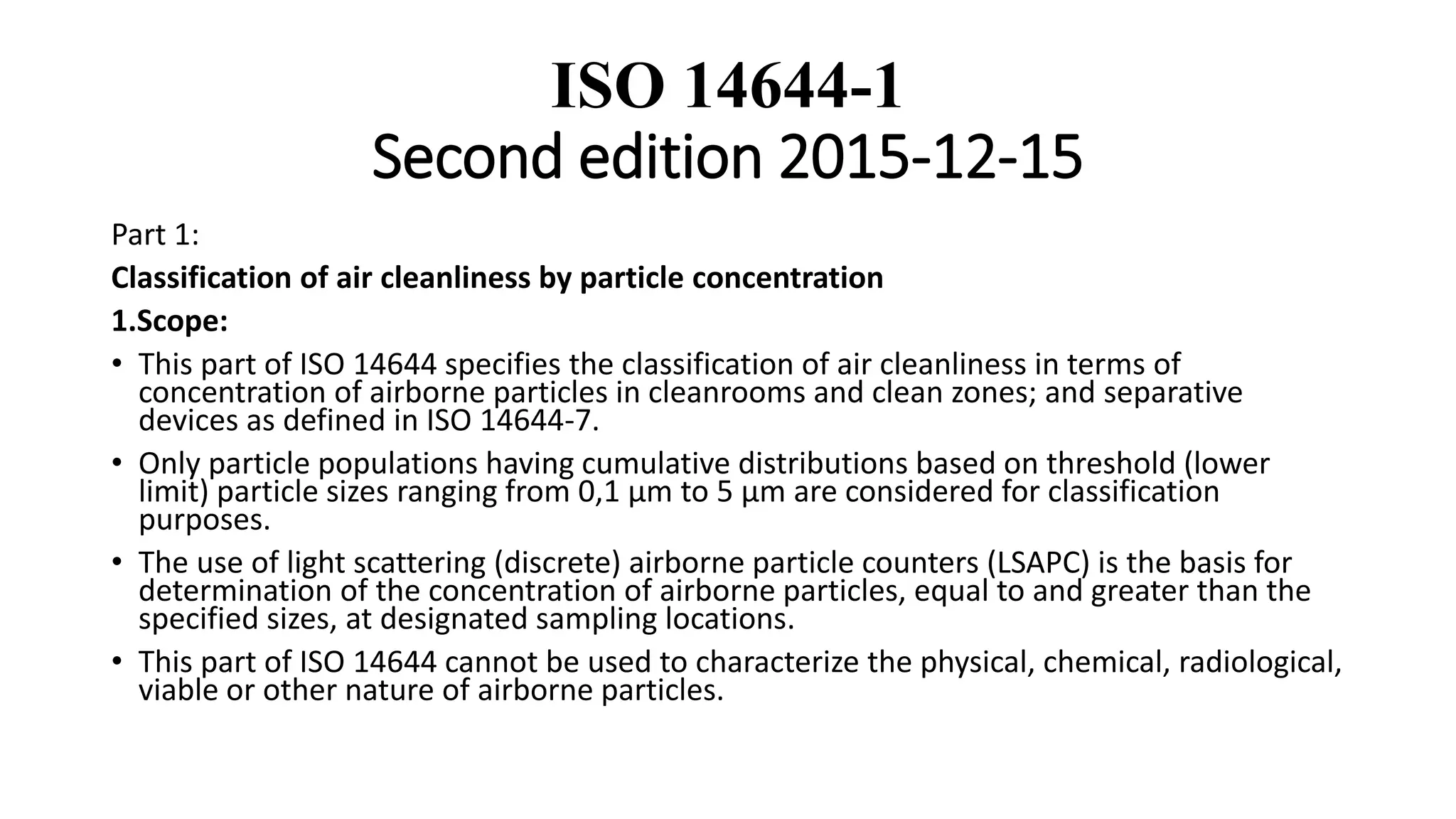 ISO 14644-1.pptx.Cleanrooms and associated controlled environments | PPTX