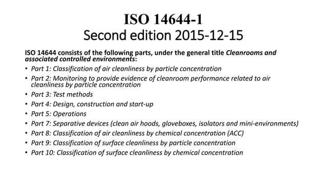 ISO 14644-1.pptx.Cleanrooms and associated controlled environments | PPTX