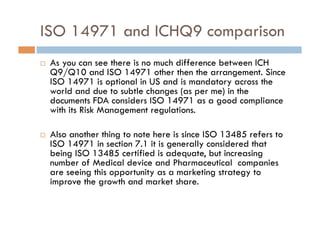 ISO 14971 Vs ICH Q9 with regard to Quality Risk Management | PDF