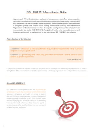 ISO 15189 Accreditation Guide - Improving Laboratory Performance Through Quality Control | PDF