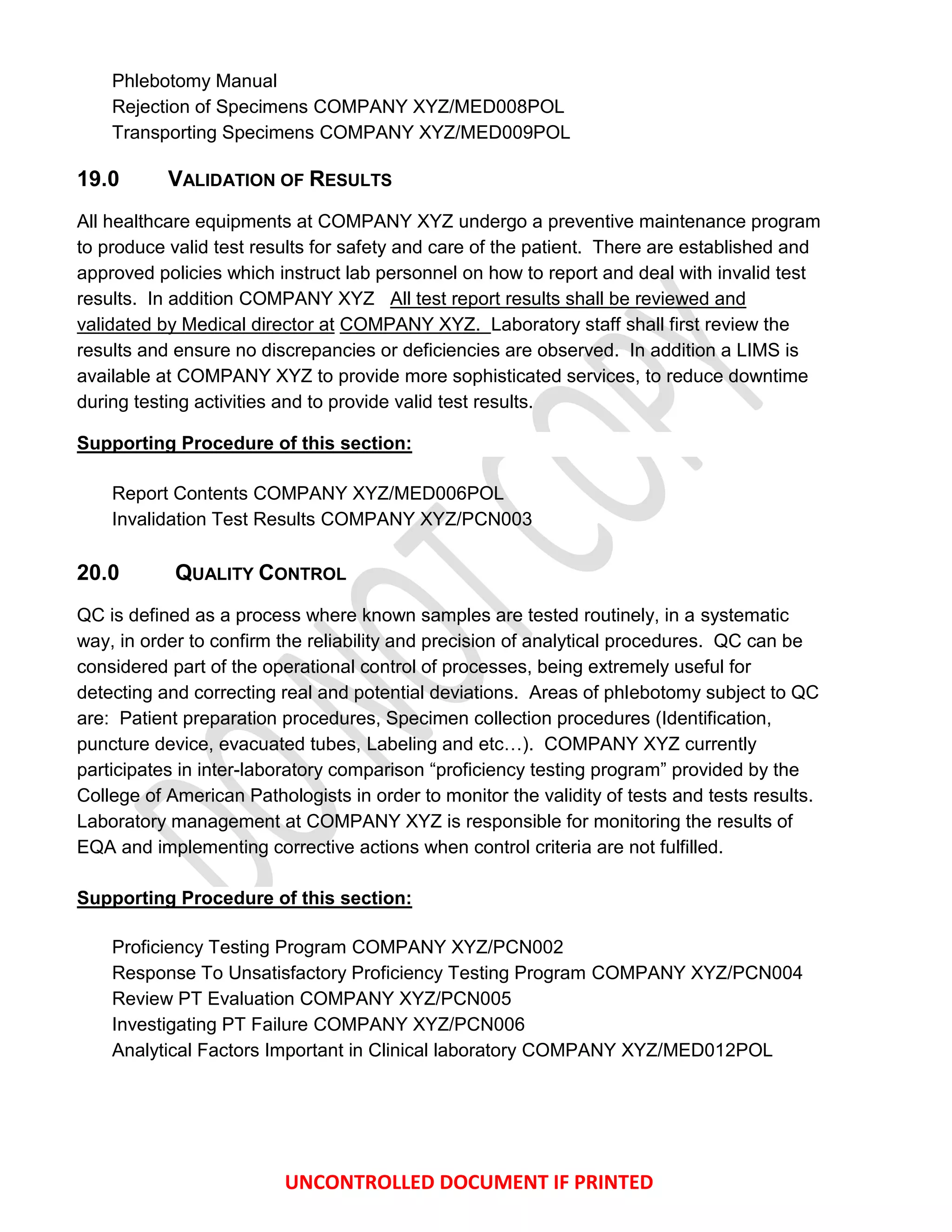 ISO 15189:2007 Quality Manual | PDF