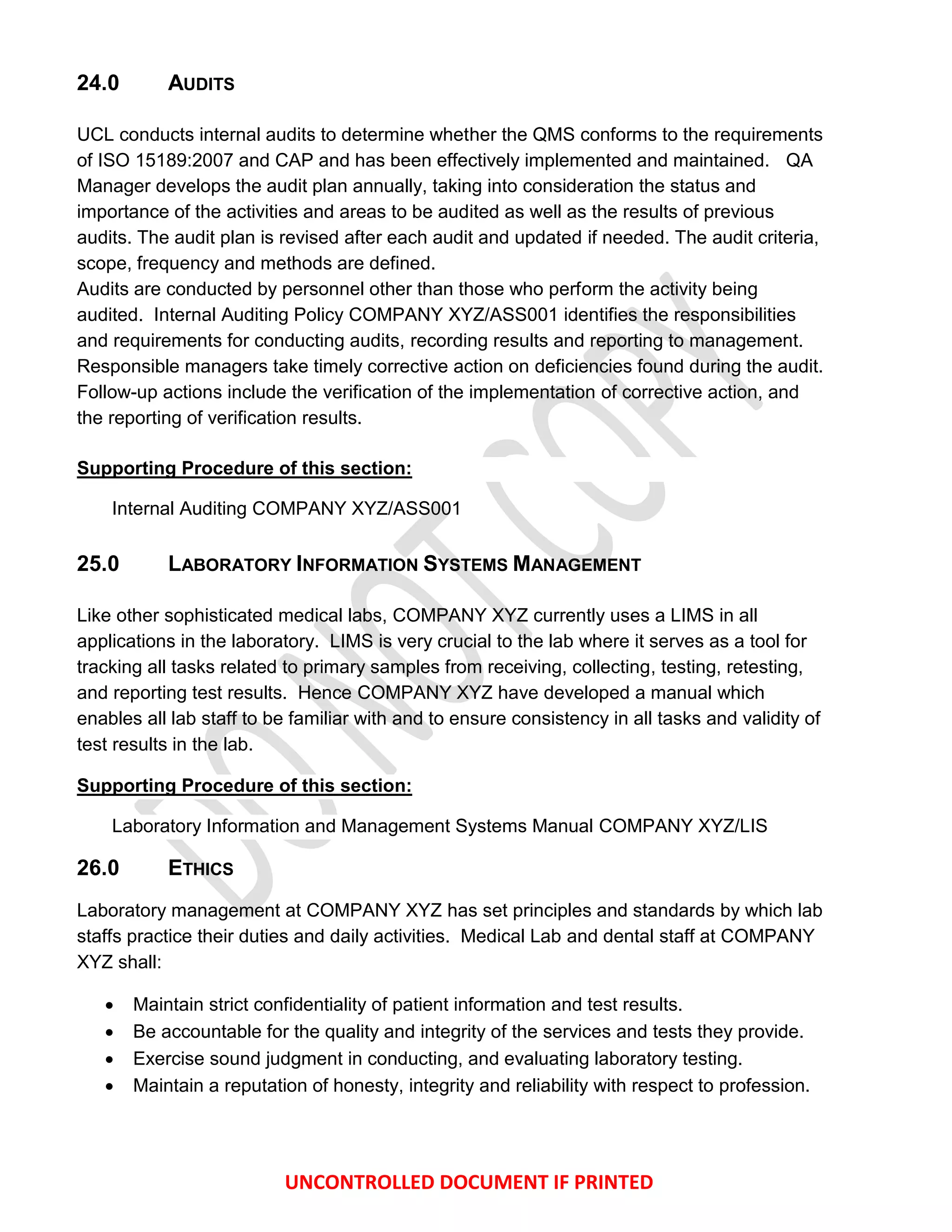 ISO 15189:2007 Quality Manual | PDF