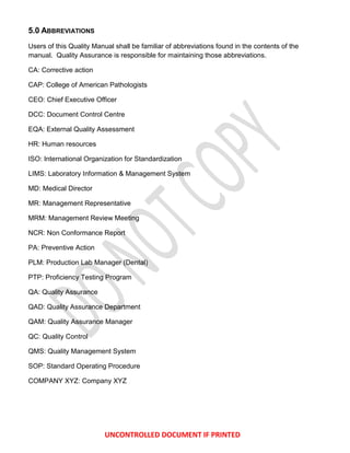 ISO 15189:2007 Quality Manual | PDF