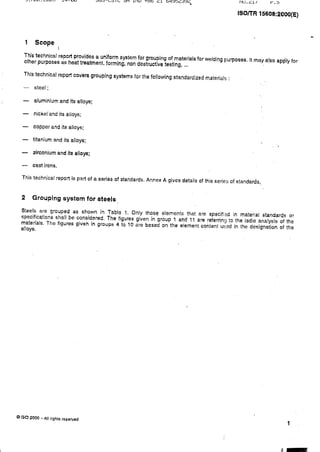 Iso 15608 2000-welding._guidelines_for_a_metallic_material_grouping_system | PDF