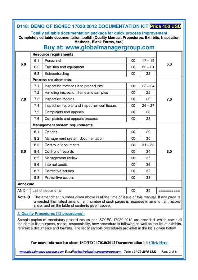 What Sample ISO 17020 Documents are required for Inspection Agency S…