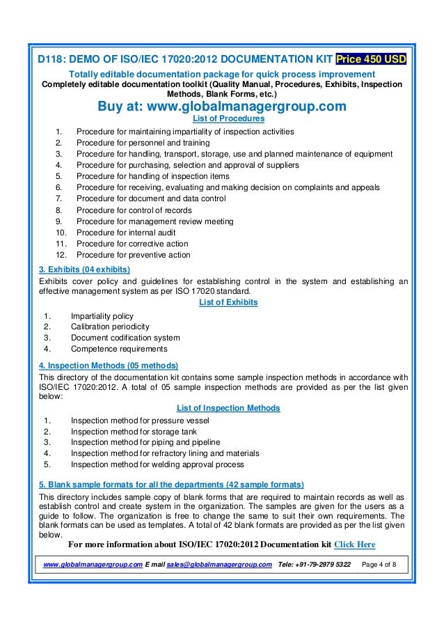 What Sample ISO 17020 Documents are required for Inspection Agency S…