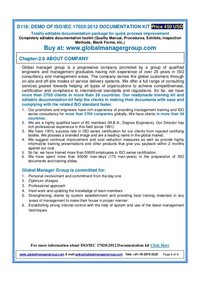 What Sample ISO 17020 Documents are required for Inspection Agency S…