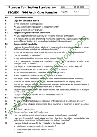 ISO_17024_Audit_Questionnairre.doc | Business and Finance