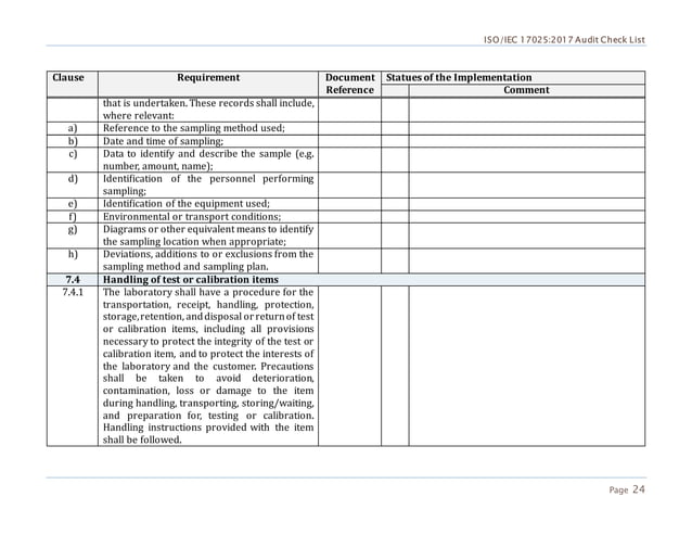 ISO/IEC 17025 2017 Check List | DOCX | Business | Business and Finance
