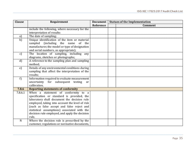 ISO/IEC 17025 2017 Check List | DOCX | Business | Business and Finance