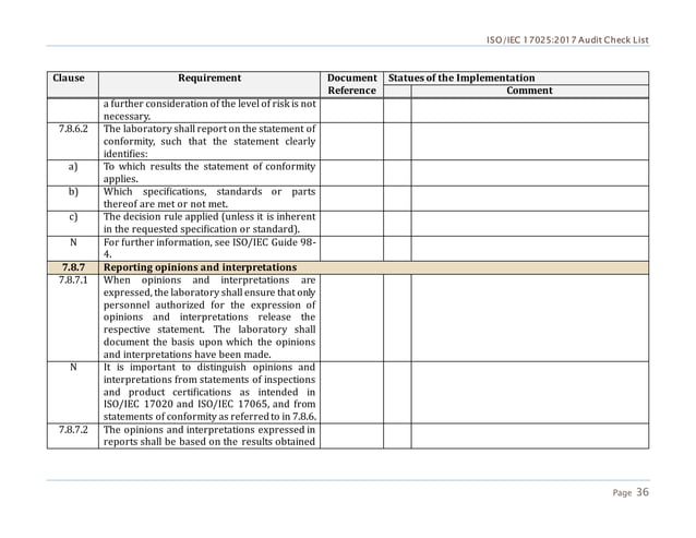 ISO/IEC 17025 2017 Check List | DOCX | Business | Business and Finance