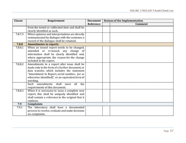 ISO/IEC 17025 2017 Check List | DOCX | Business | Business and Finance