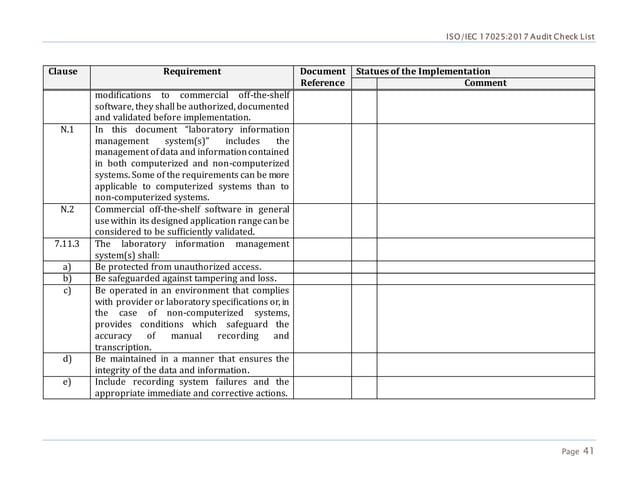 ISO/IEC 17025 2017 Check List | DOCX | Business | Business and Finance