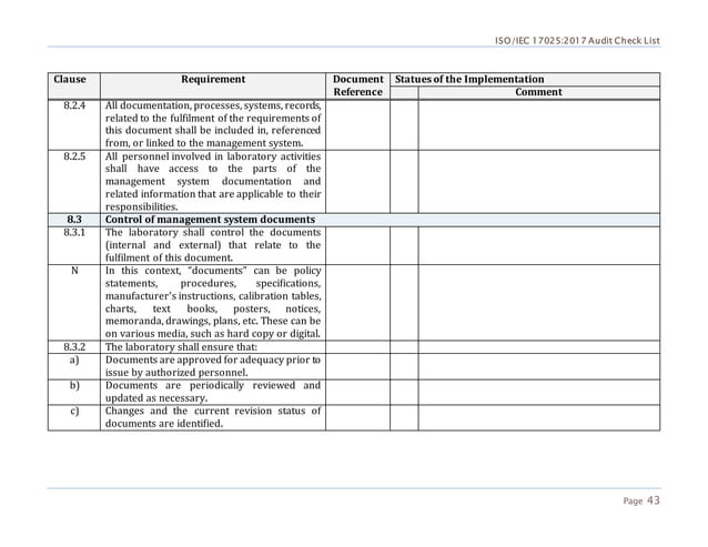 ISO/IEC 17025 2017 Check List | DOCX | Business | Business and Finance
