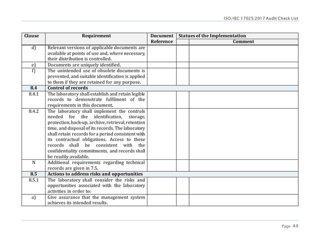 ISO/IEC 17025 2017 Check List | DOCX | Business | Business and Finance