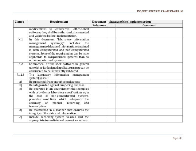ISO/IEC 17025 2017 Check List