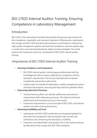 iso 17025 internal auditor training a comprehensive course | PPT