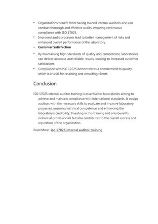 iso 17025 internal auditor training a comprehensive course | PDF