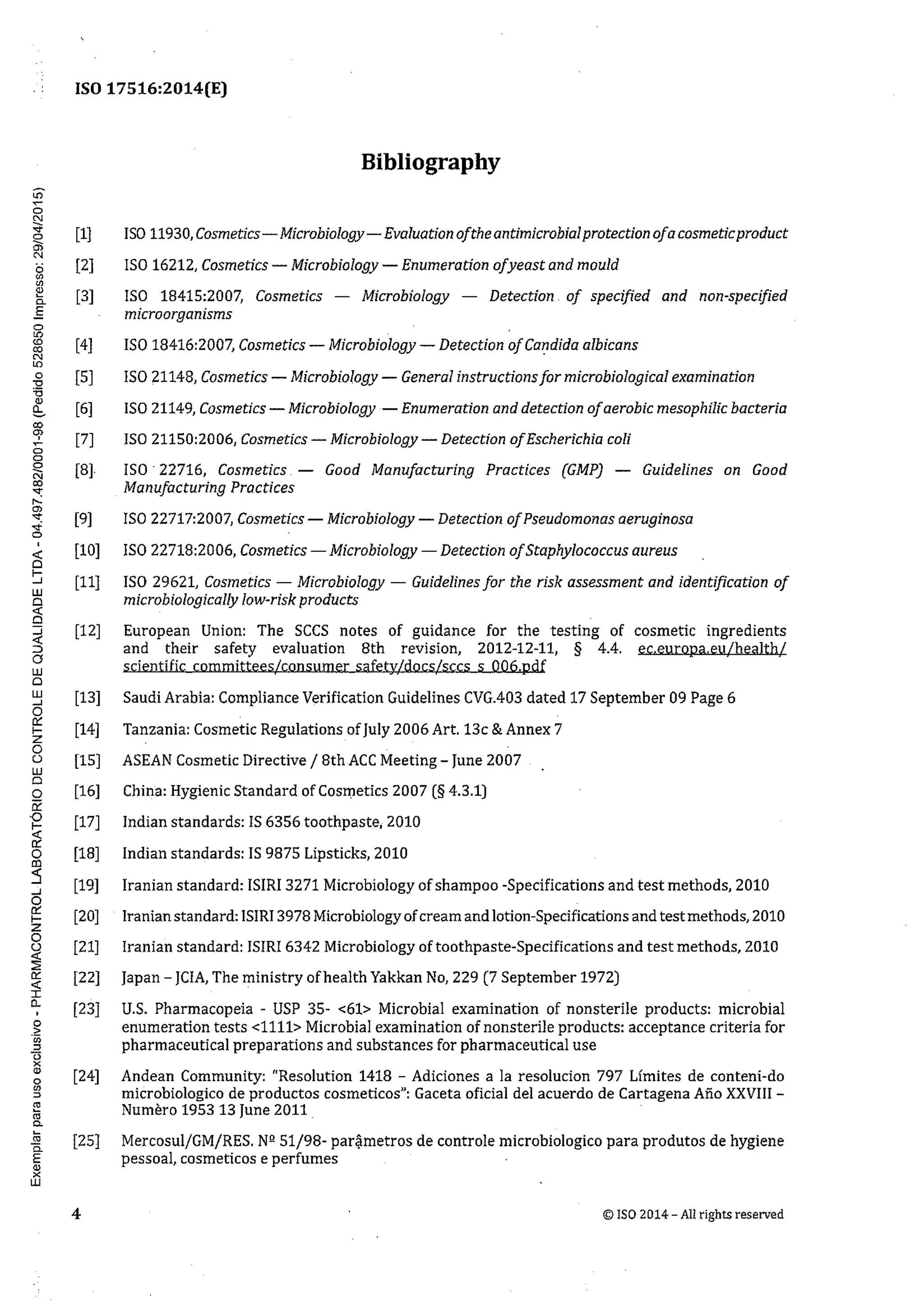 Iso 17516 2014 cosmetics - microbiological limits | PDF