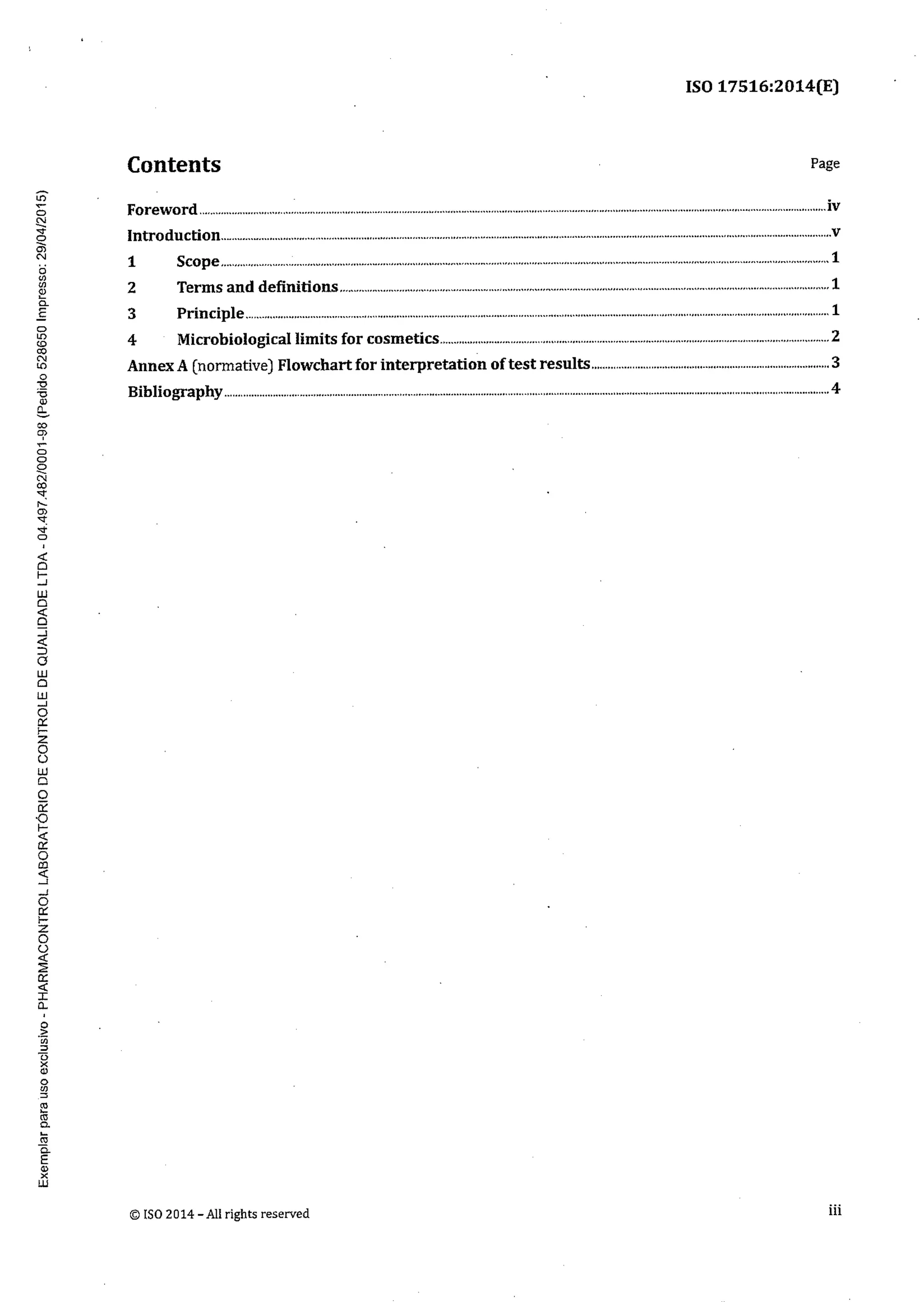 Iso 17516 2014 cosmetics - microbiological limits | PDF