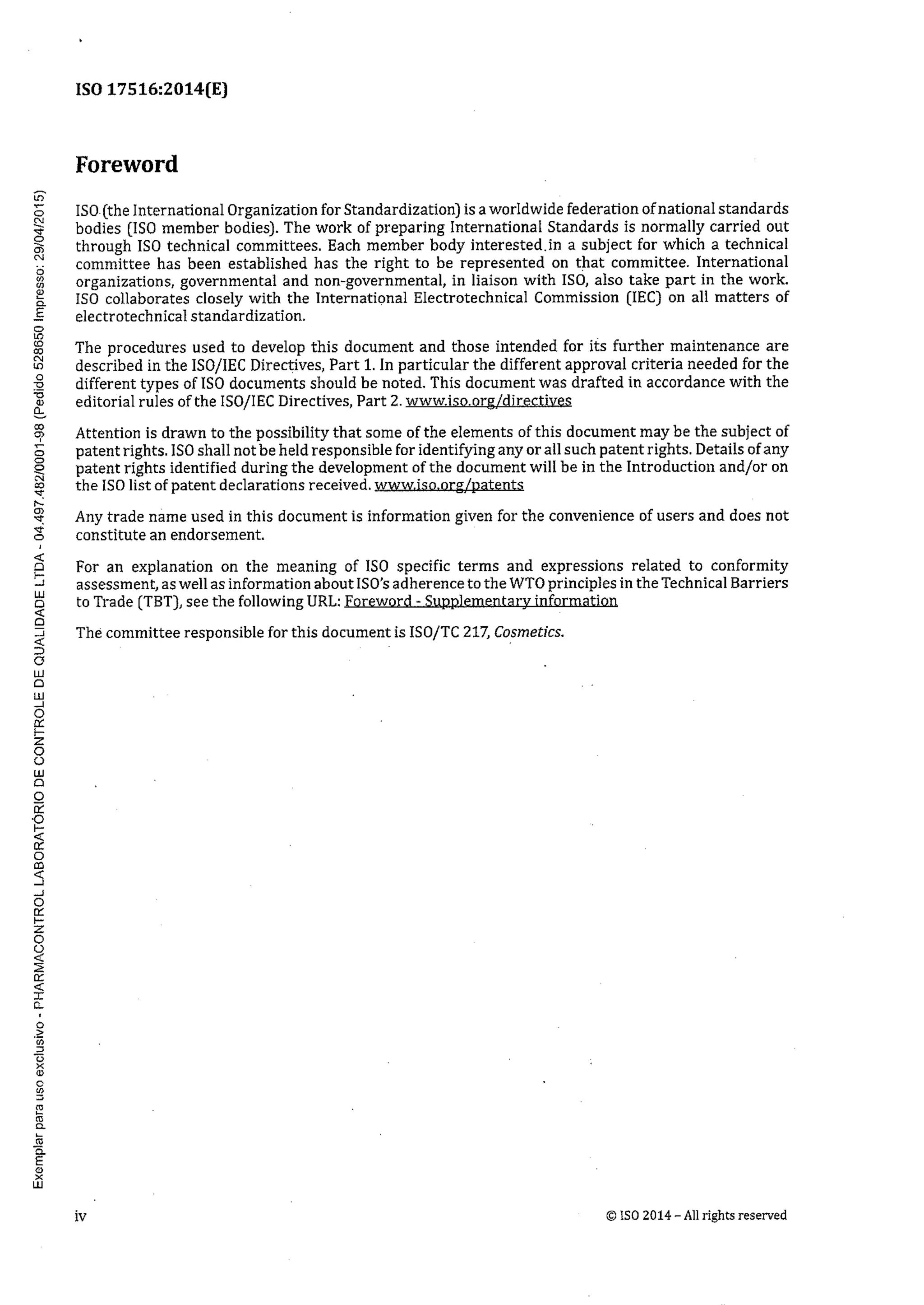 Iso 17516 2014 cosmetics - microbiological limits | PDF