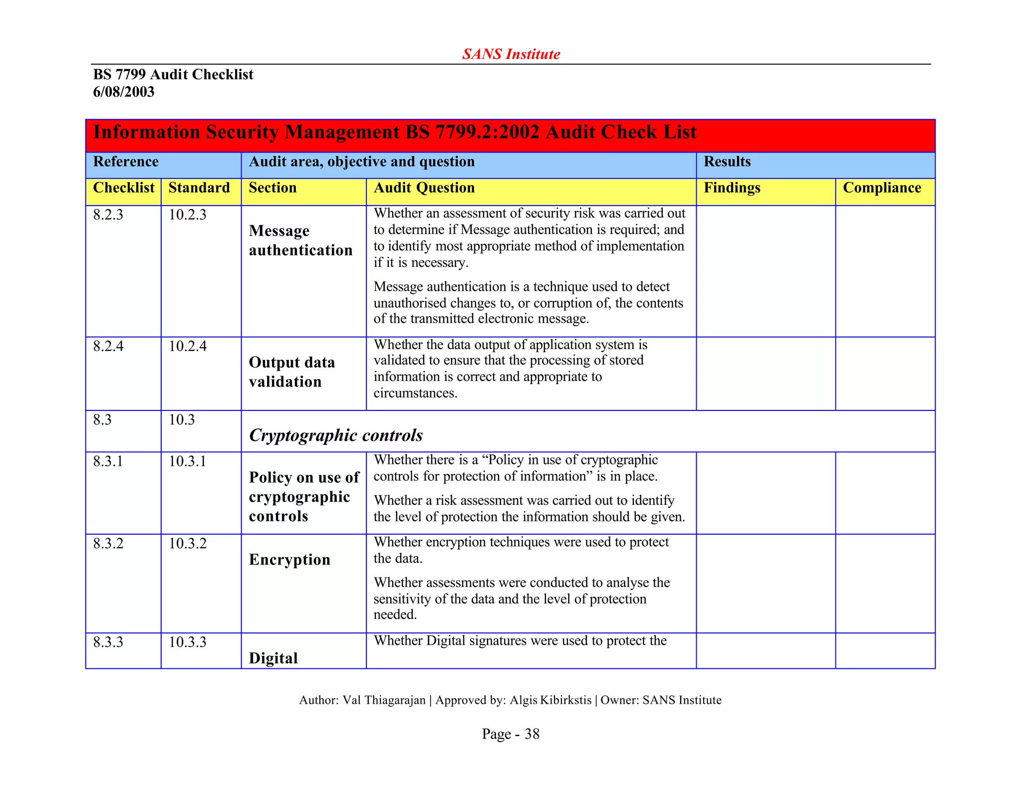 Iso 17799 checklist | PDF