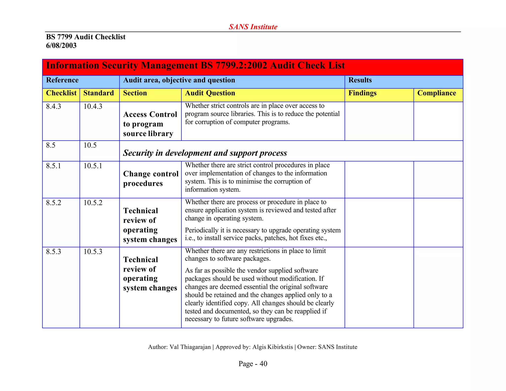Iso 17799 checklist | PDF
