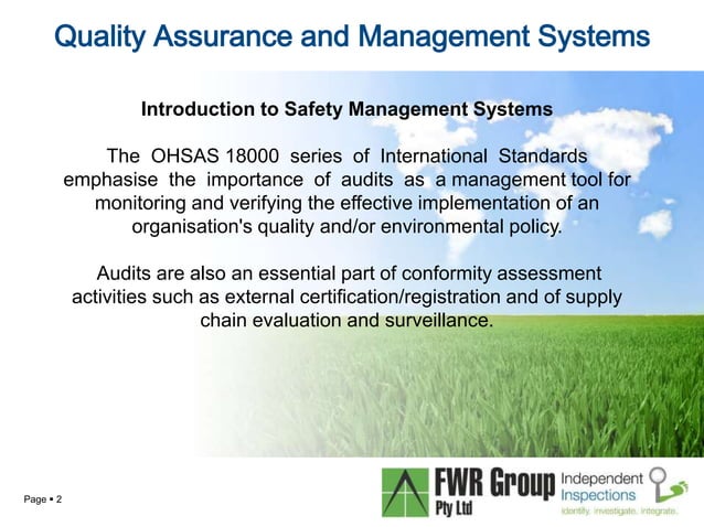 Iso 18000 safety management systems ohms presentation peter greenham ...