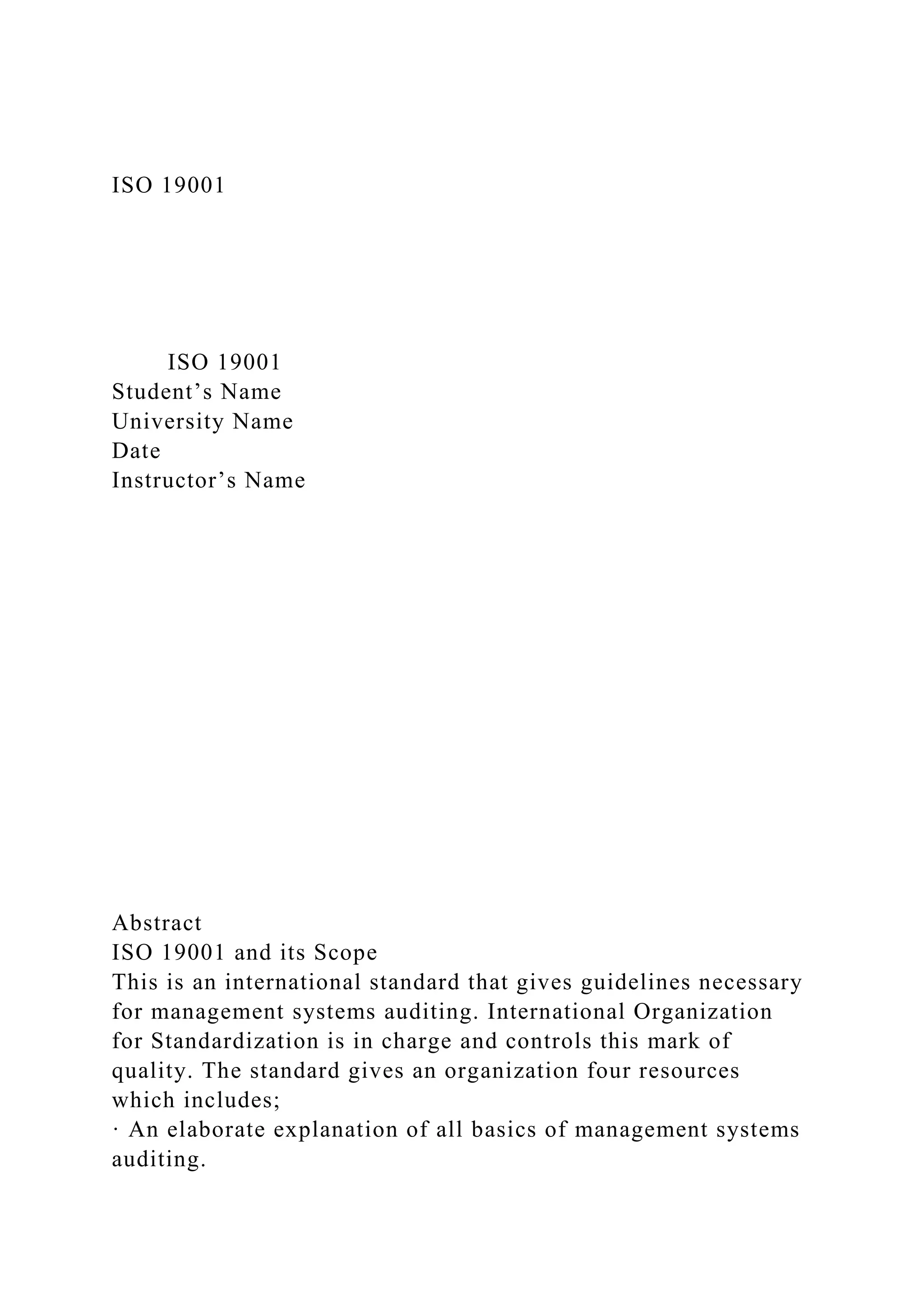 ISO 19001ISO 19001Student’s NameUniversity Name.docx