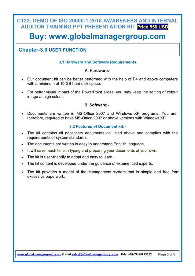 ISO 20000-1:2018 Awareness and Auditor Training PPT Presentation kit ...