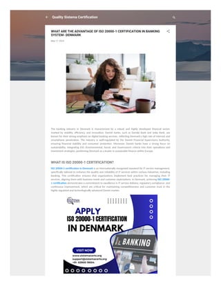 WHAT ARE THE ADVANTAGE OF ISO 20000-1 CERTIFICATION IN BANKING SYSTEM ...