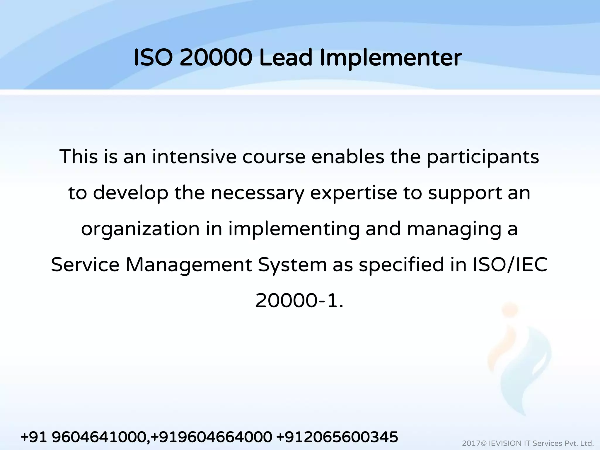 Iso 20000 lead implementer | PPT