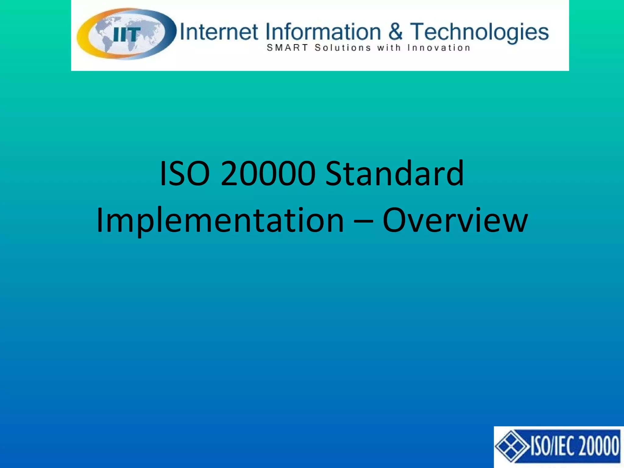 Iso 20000 standard implementation | PPT