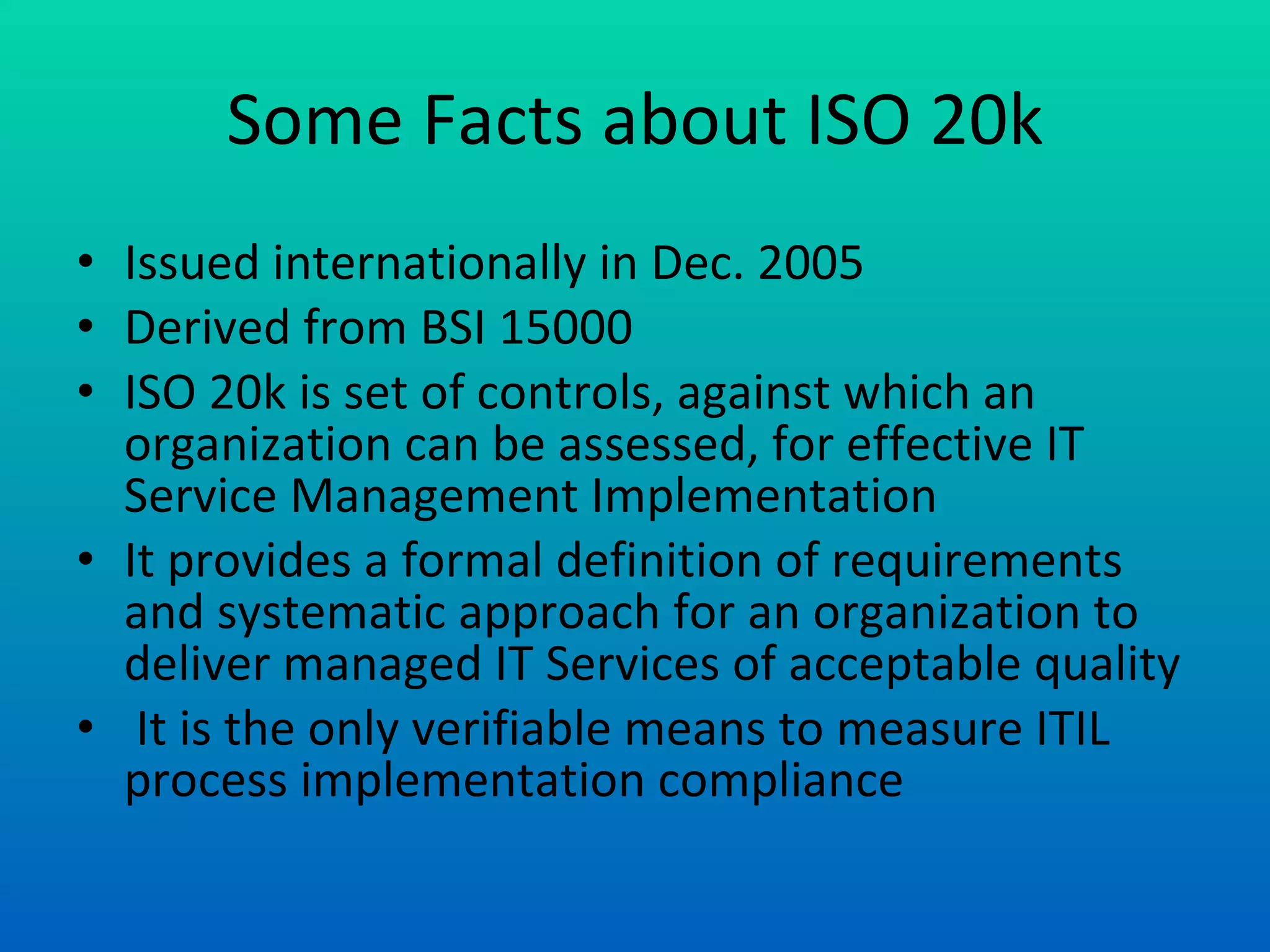 Iso 20000 standard implementation | PPT
