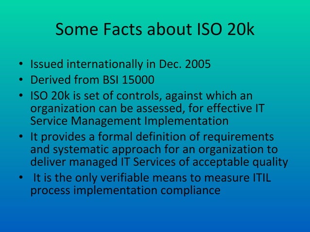 Iso 20000 standard implementation | PPT