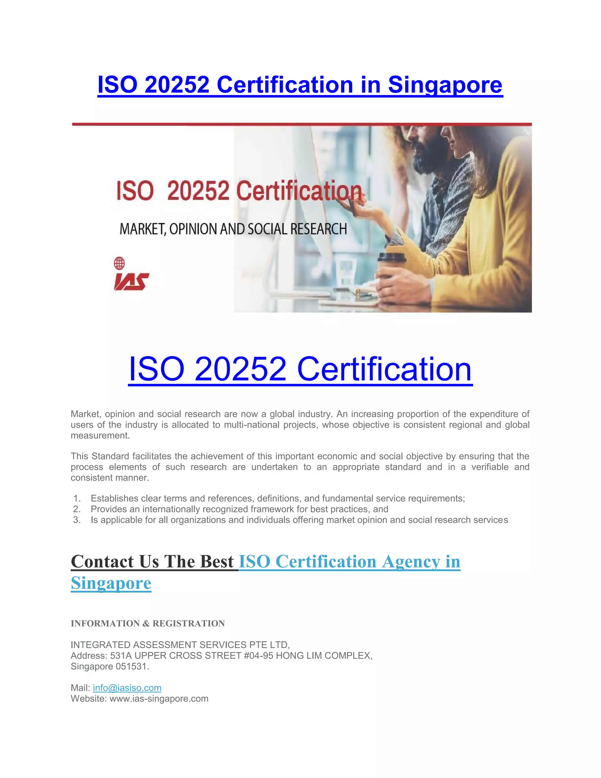 ISO 20252 Certification in Singapore | PDF